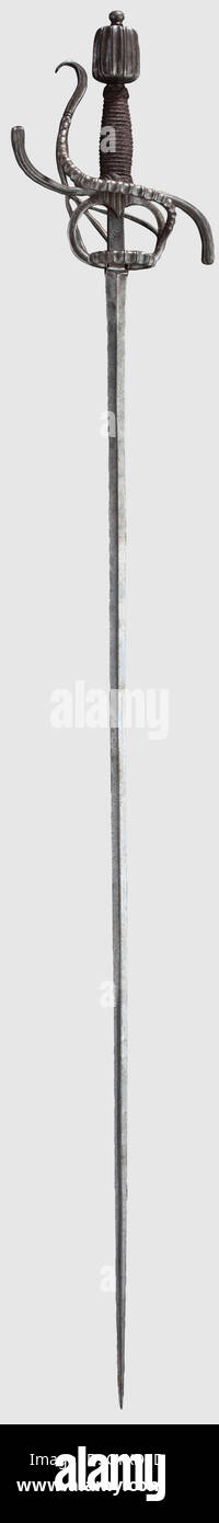 A German rapier, 1st half of 17th century Sturdy thrusting blade with ...