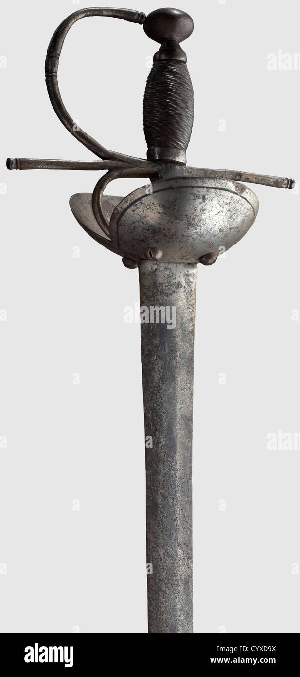 A Spanish cup-hilt rapier, late 18th century Broad double-edged blade ...
