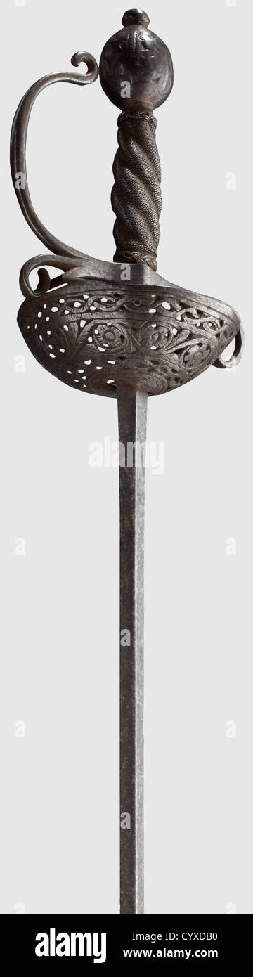 A German cup-hilt rapier, circa 1650 Thrusting blade ridged on either ...