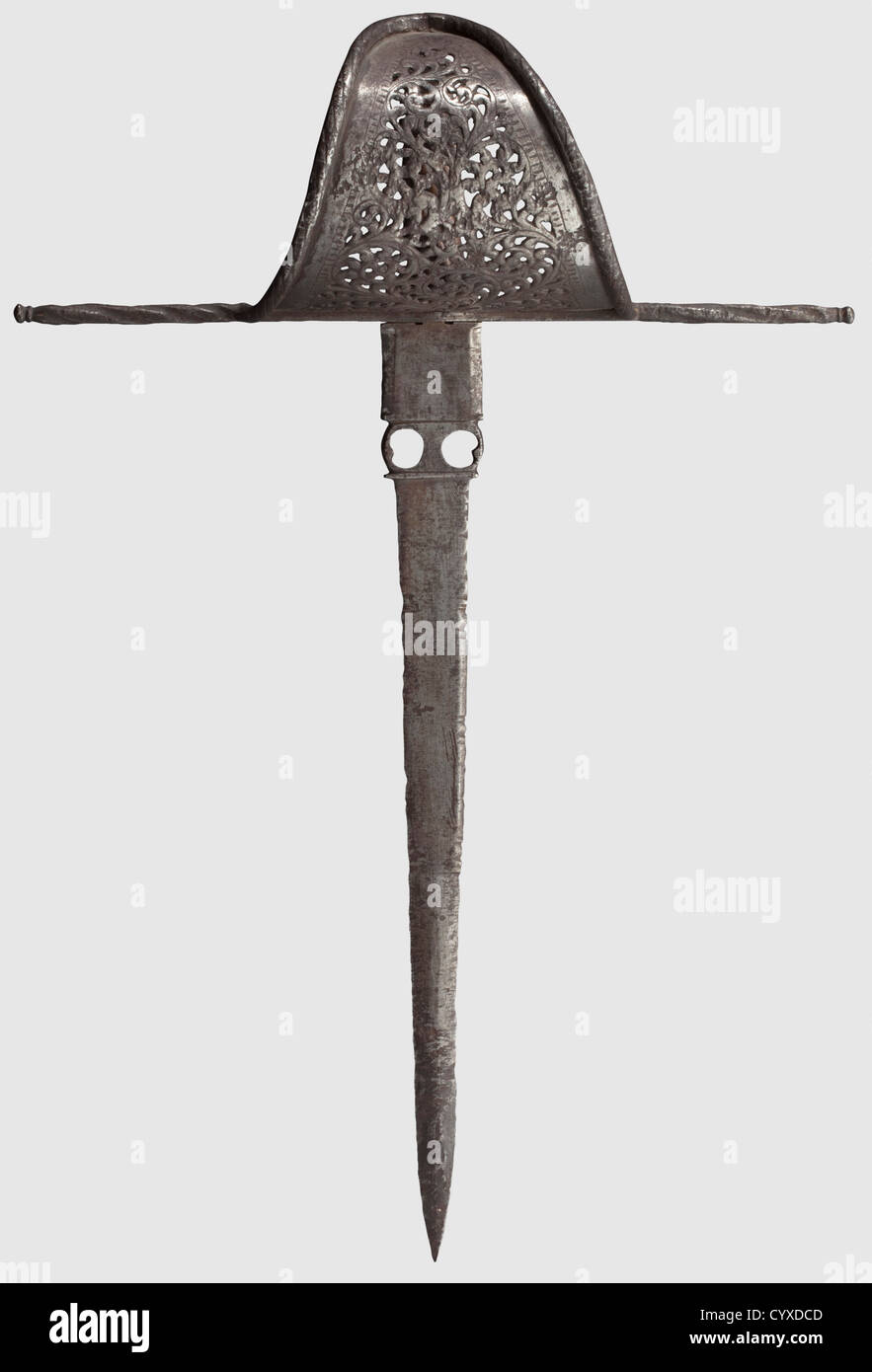 A Spanish left-hand dagger,end of the 17th century The spine with a cut ...