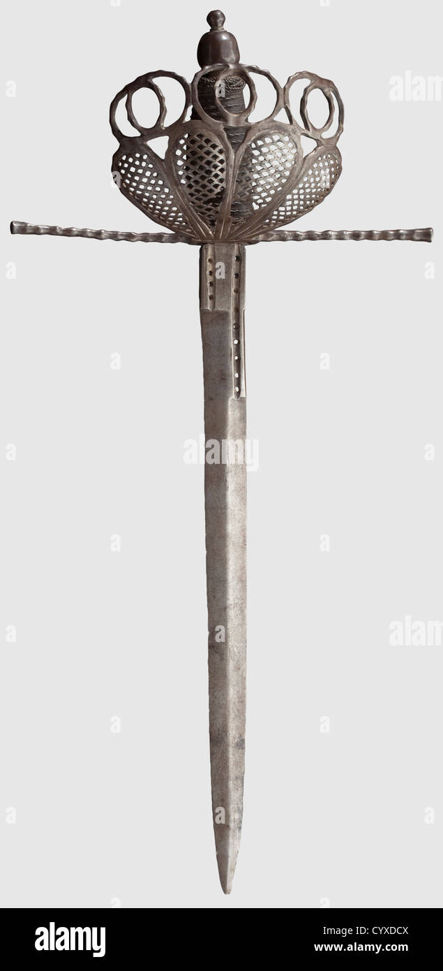 A Spanish left-hand dagger, circa 1700 Ridged, double-edged blade with ...