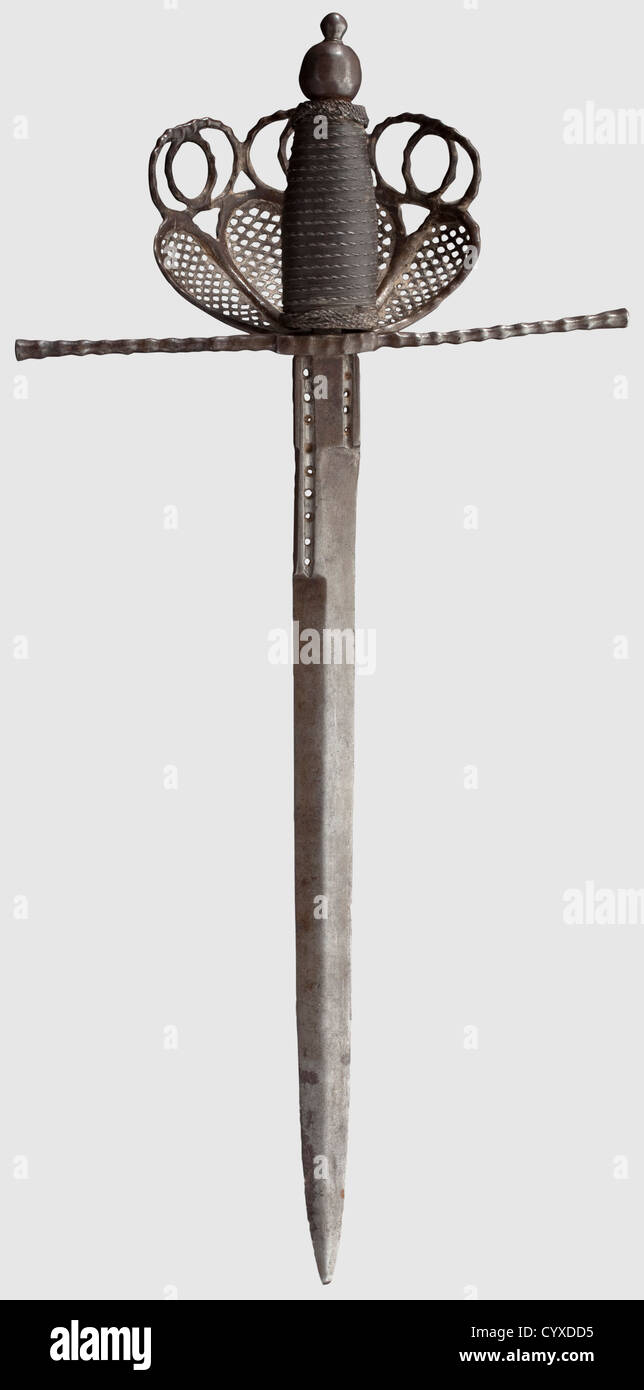 A Spanish left-hand dagger, circa 1700 Ridged, double-edged blade with ...