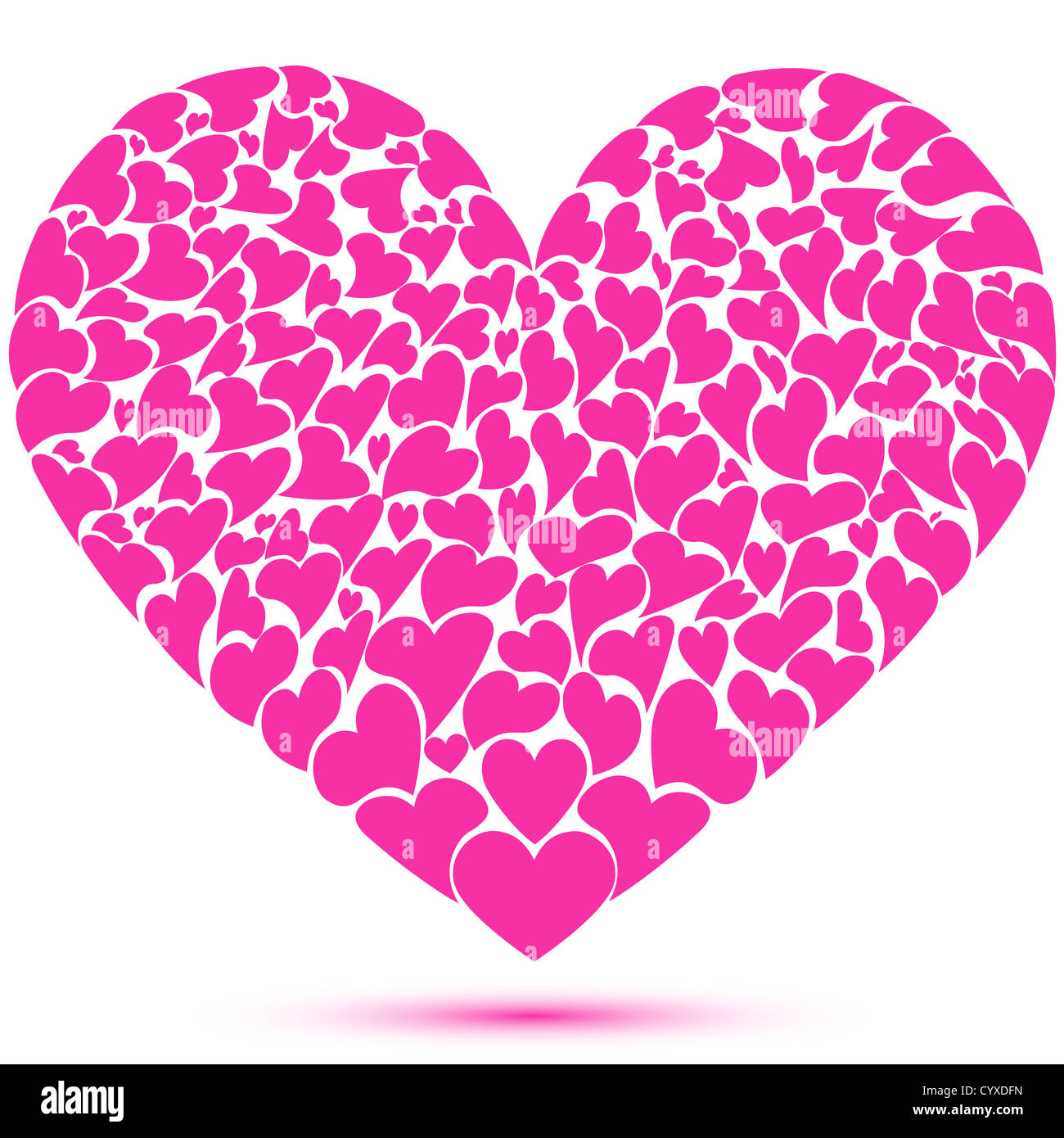 illustration of heart made of many hearts on white background Stock ...