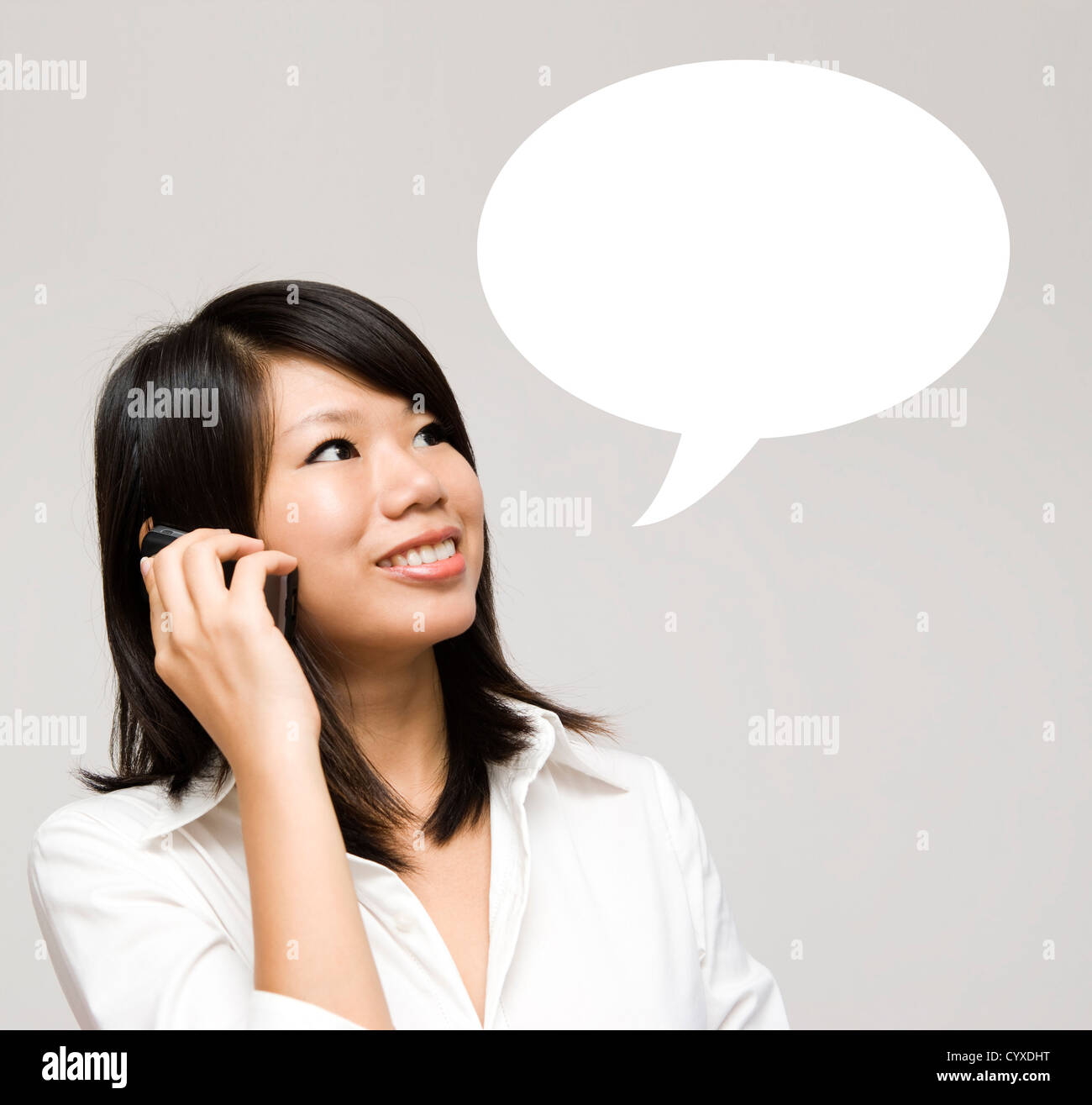 Girl having a talk dialogue Stock Photo - Alamy