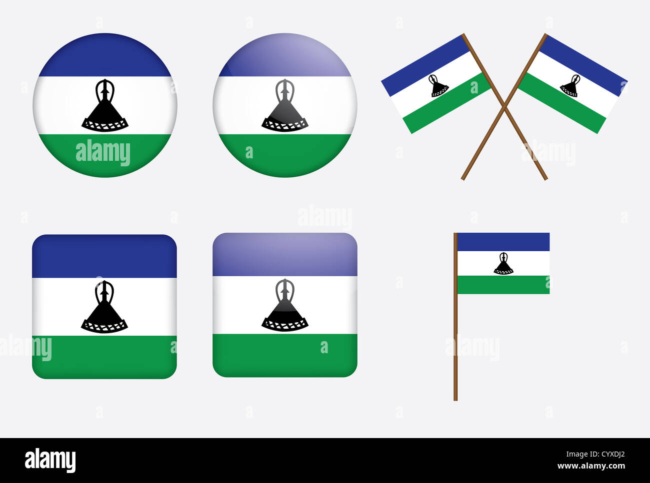 set of badges with flag of Lesotho vector illustration Stock Photo - Alamy