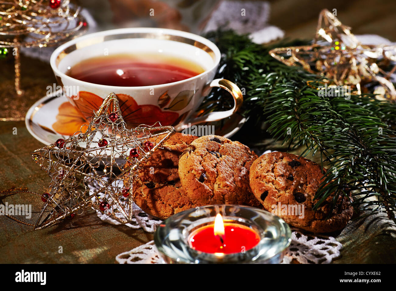 Christmas tea setout Stock Photo - Alamy