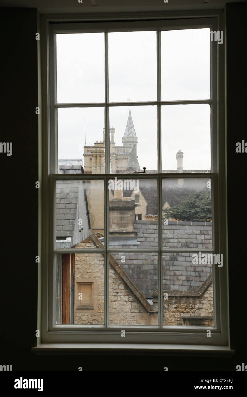UK, England, Oxford, View of city through window Stock Photo - Alamy