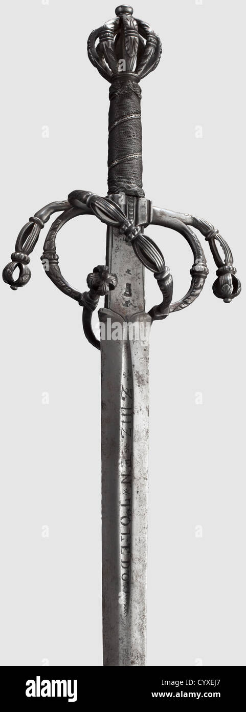 An Italian sword with cut iron hilt,circa 1560/70 Double-edged,flatly ...
