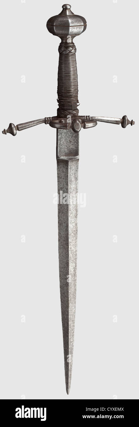 A German left-hand dagger, end of the 16th century The blade strongly ...