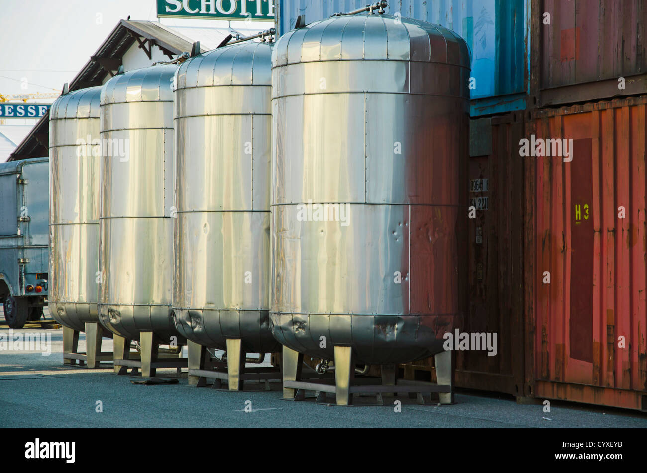 Germany, Bavaria, Munich, Beer containers in Oktoberfest Stock Photo ...
