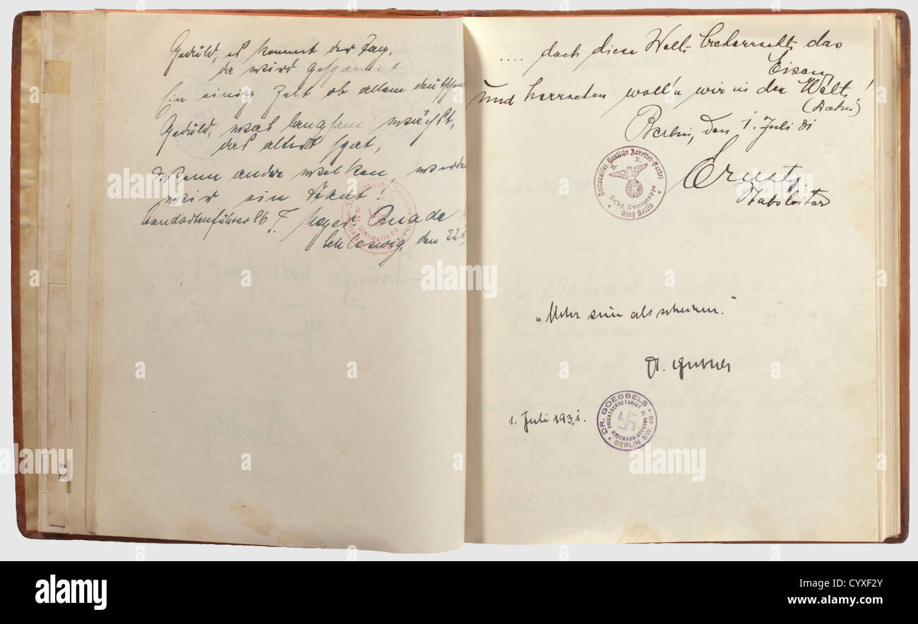 An important collection of autographs, from 1931 The album covered in ...