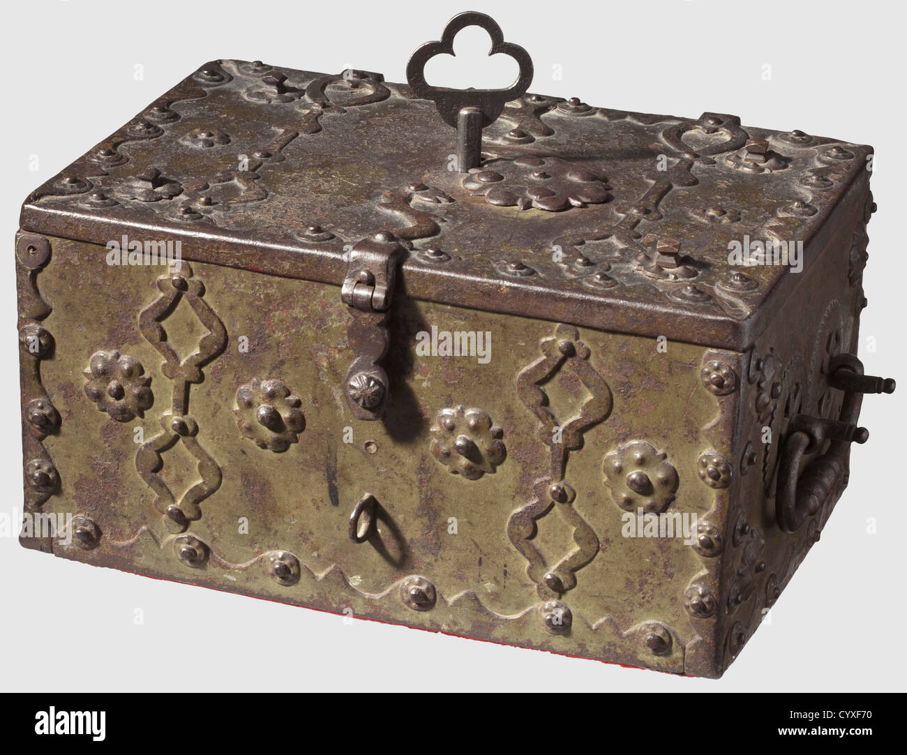 A German iron strongbox,17th century Rectangular casket in the shape of ...