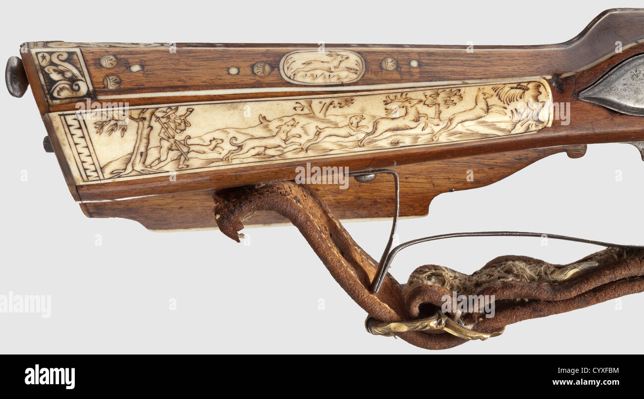 A small flintlock rifle,Saxon/Bohemian,circa 1700.Octagonal barrel ...