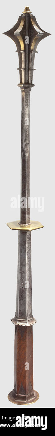 A German gothic mace,circa 1480 Six-sided striking head with broadly ...