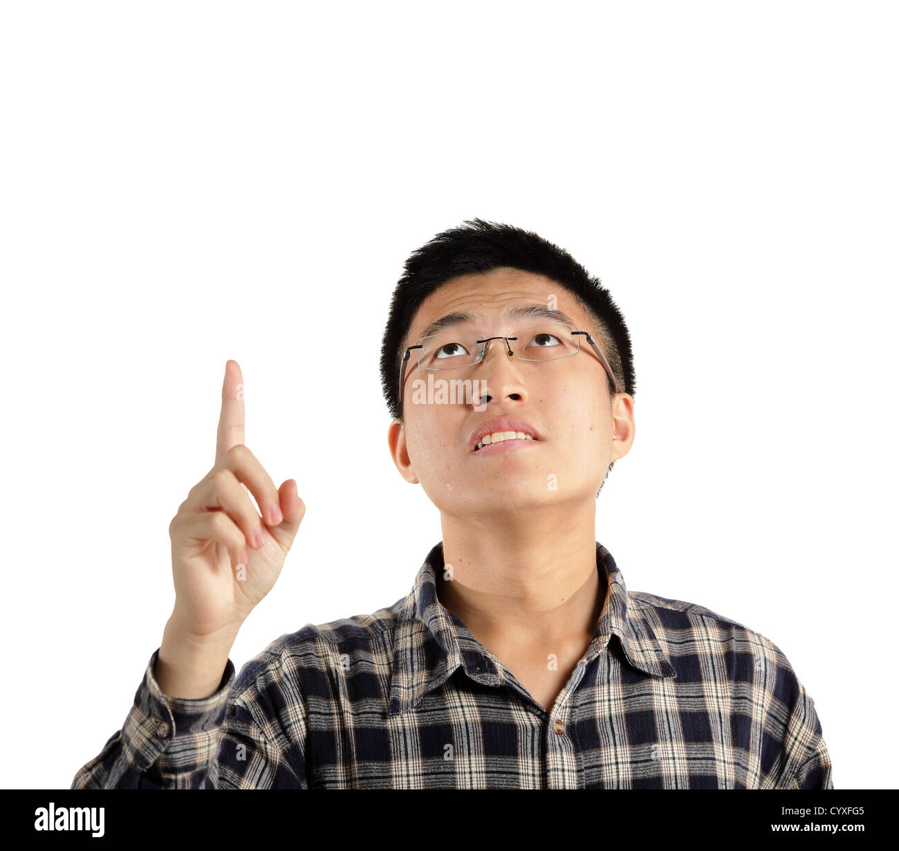 man pointing up Stock Photo - Alamy