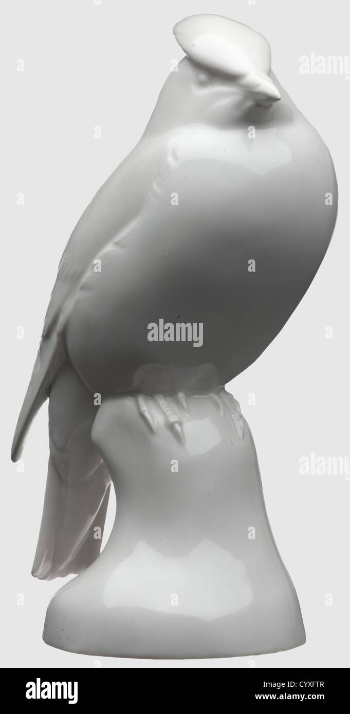 Waxwing, Allach Porcelain Factory White glazed porcelain figure after a ...