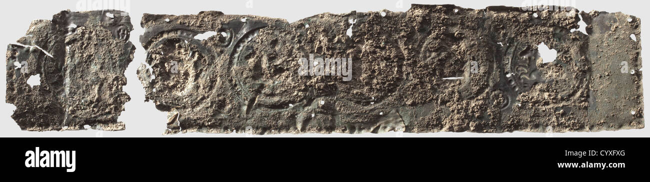 Decorative Roman sheet metal plates, 3rd/4th century AD. Bronze with ...