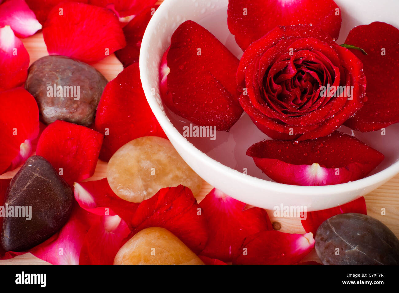Rose and pebbles spa concept Stock Photo - Alamy