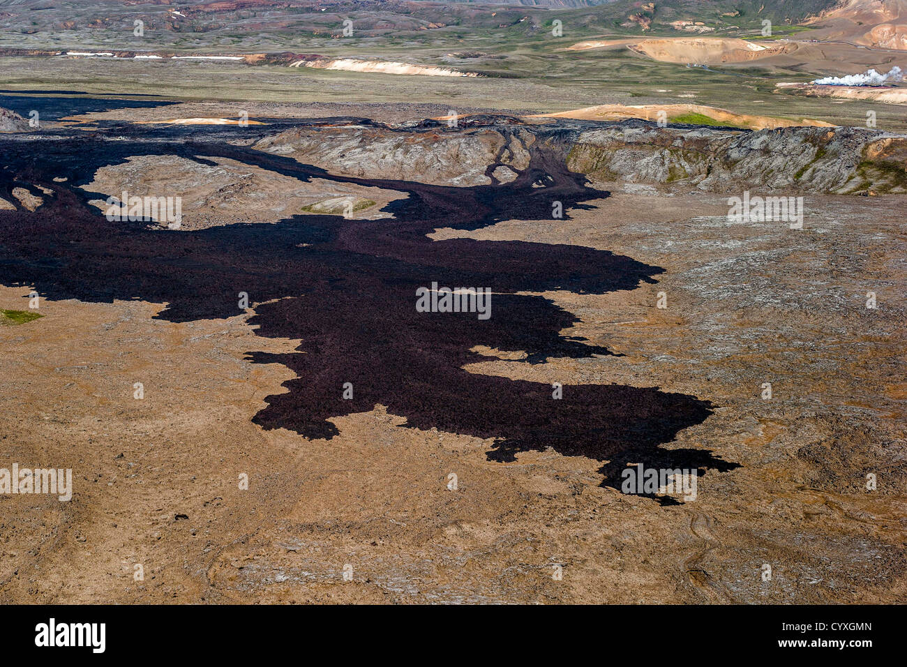 Aerial of Krafla Lava fields, Northern IcelandThe Krafla eruption ...