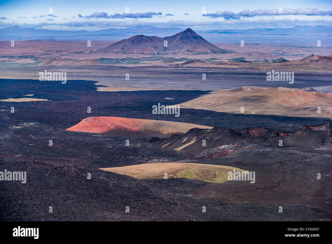 Aerial of Krafla Lava fields, Northern IcelandThe Krafla eruption ...