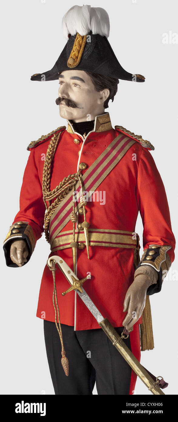 A uniform,a bicorne and a sabre,of a Major General circa 1900 The coat ...