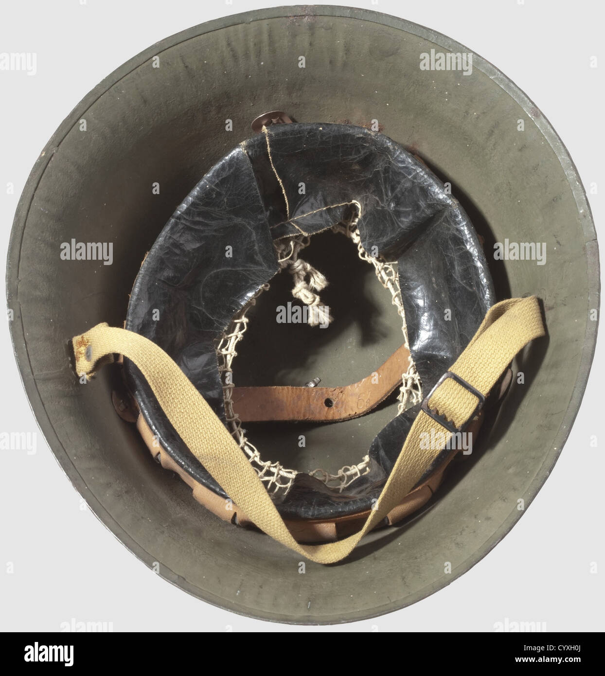 An US-American M 1918 steel helmet, the so-called "Liberty Bell" Olive ...