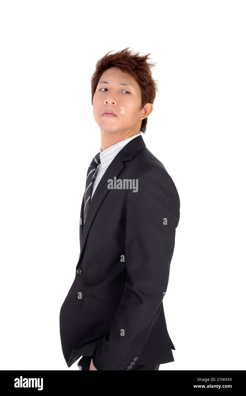 Proud young executive with confident and cool expression, closeup ...