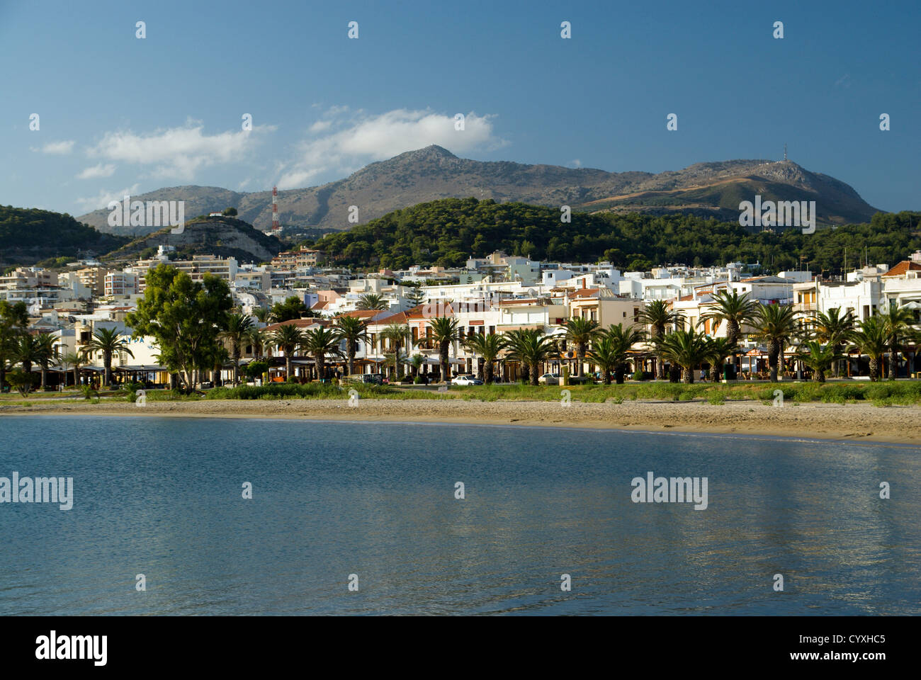 sea with town of rethymnon in distance, crete, greece Stock Photo - Alamy