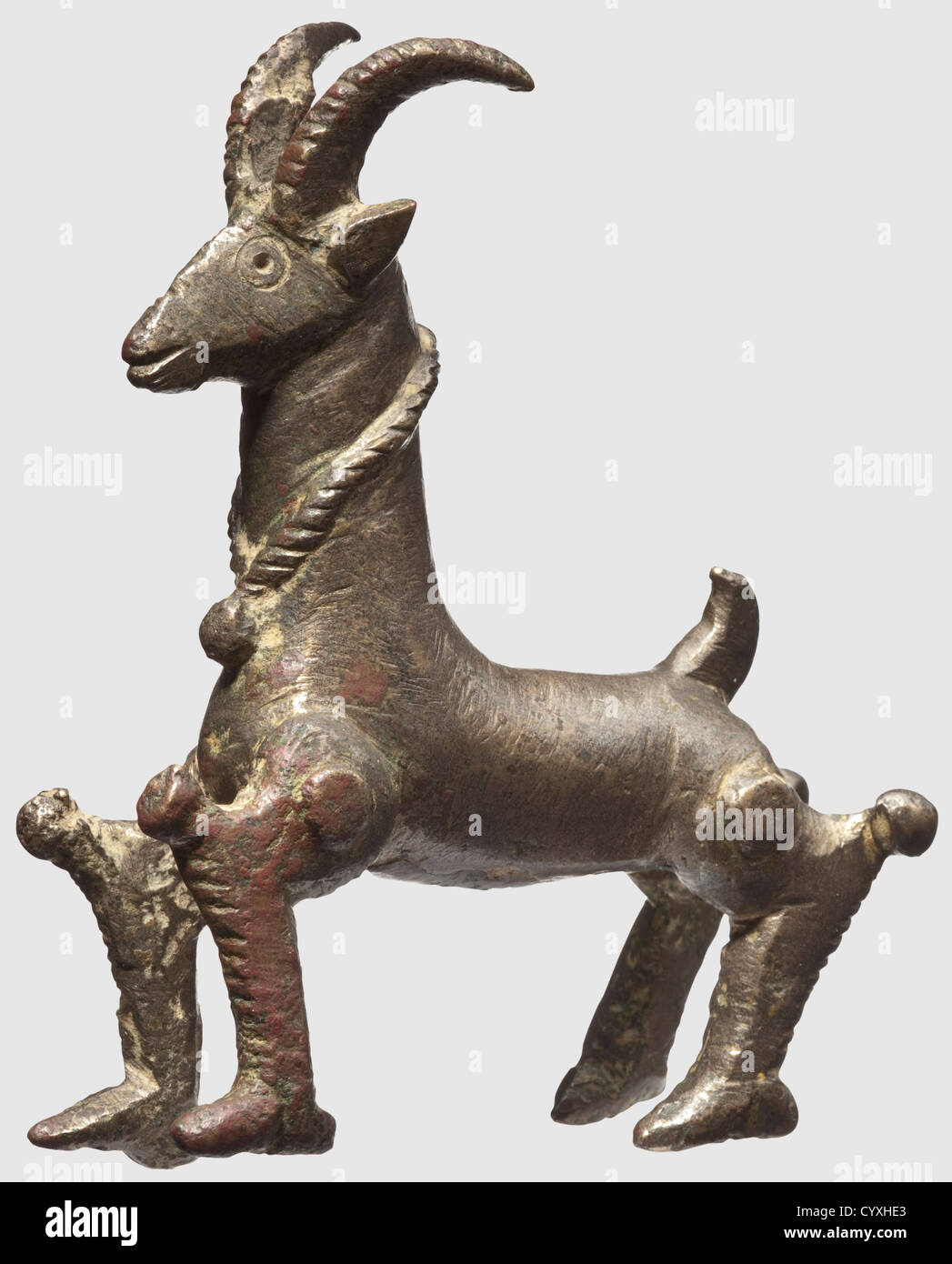A Luristan figure of an ibex, around 1000 BC. Clear bronze with ...