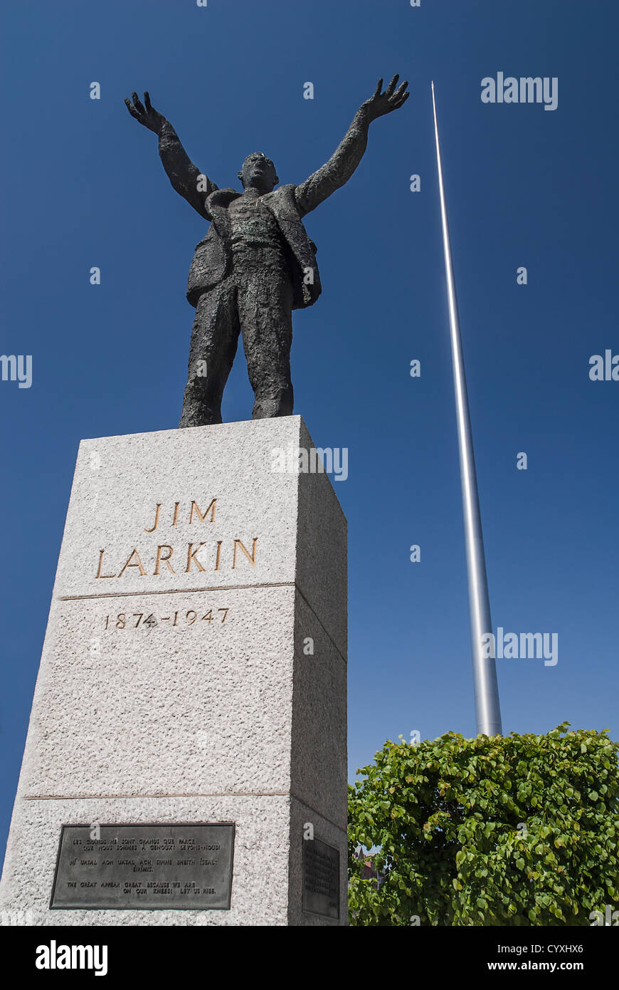 Jim Larkin and the Spire in O'Connell Street. European Stock Photo - Alamy