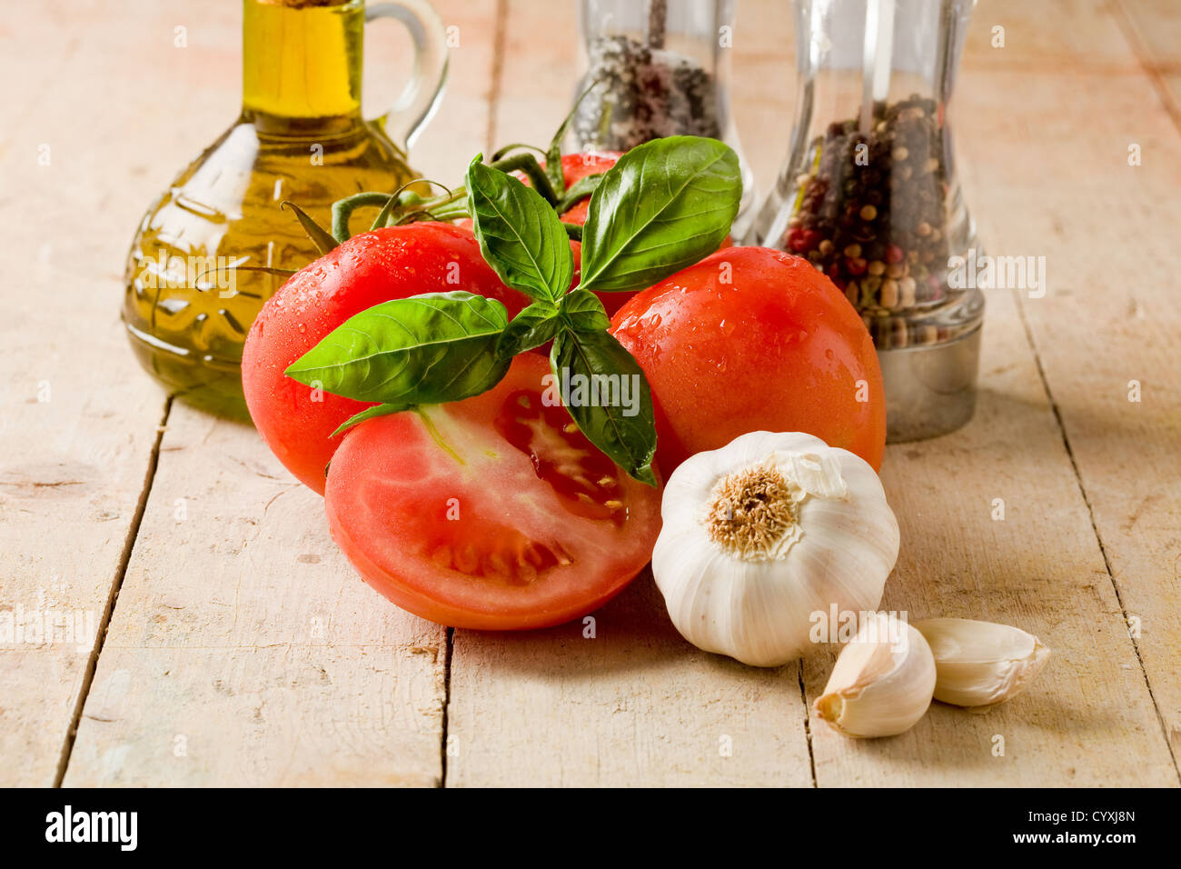 photo of italians most used ingredients for preparing food on wooden ...