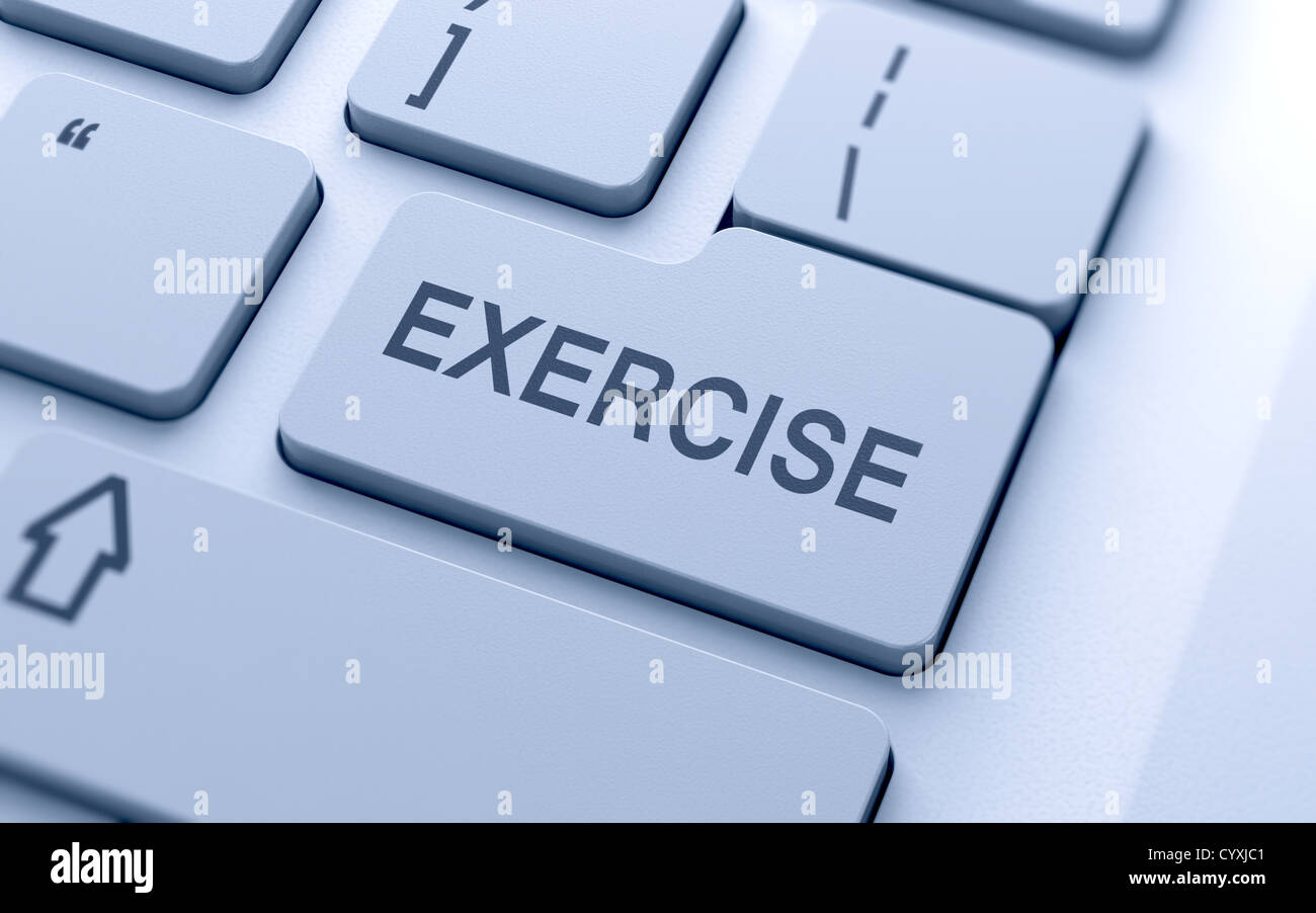 Exercise button on keyboard with soft focus Stock Photo - Alamy