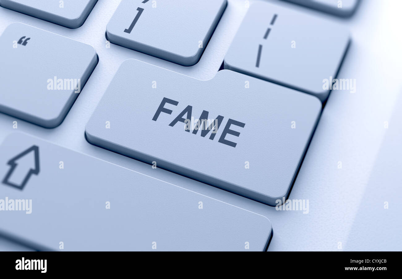 Fame button on keyboard with soft focus Stock Photo - Alamy