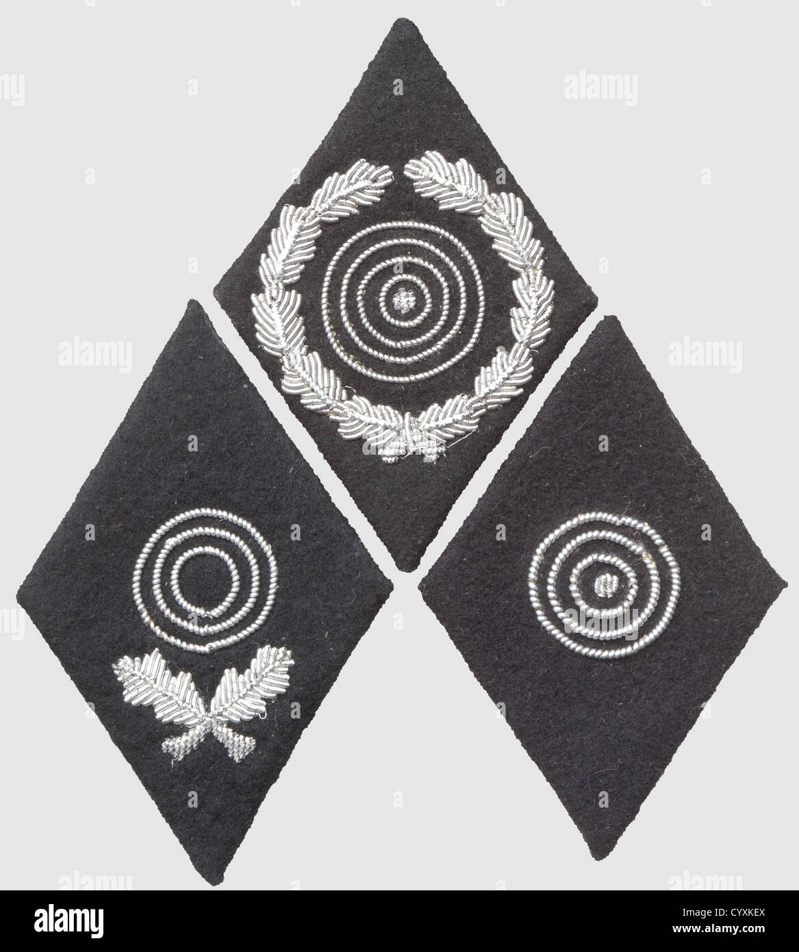 Three sleeve lozenges for SS marksmen, hand-embroidered versions of the ...