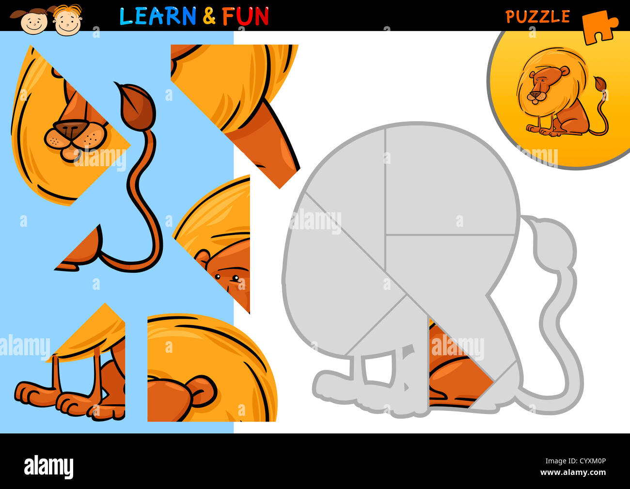 Cartoon Illustration of Education Puzzle Game for Preschool Children ...