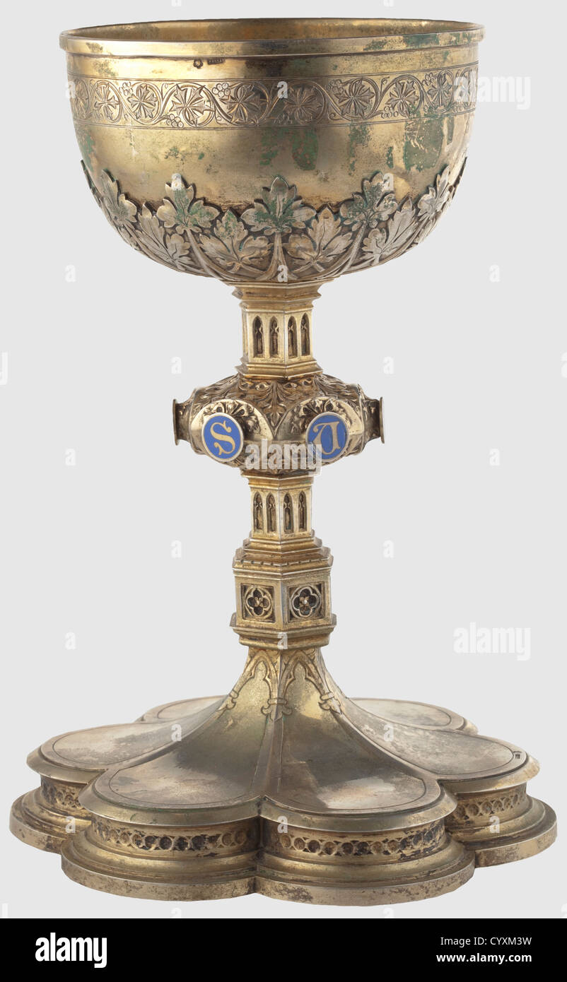 A German neo-Gothic church goblet,mid-19th century Silver,gilt on the ...