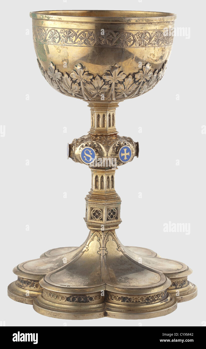 A German neo-Gothic church goblet,mid-19th century Silver,gilt on the ...