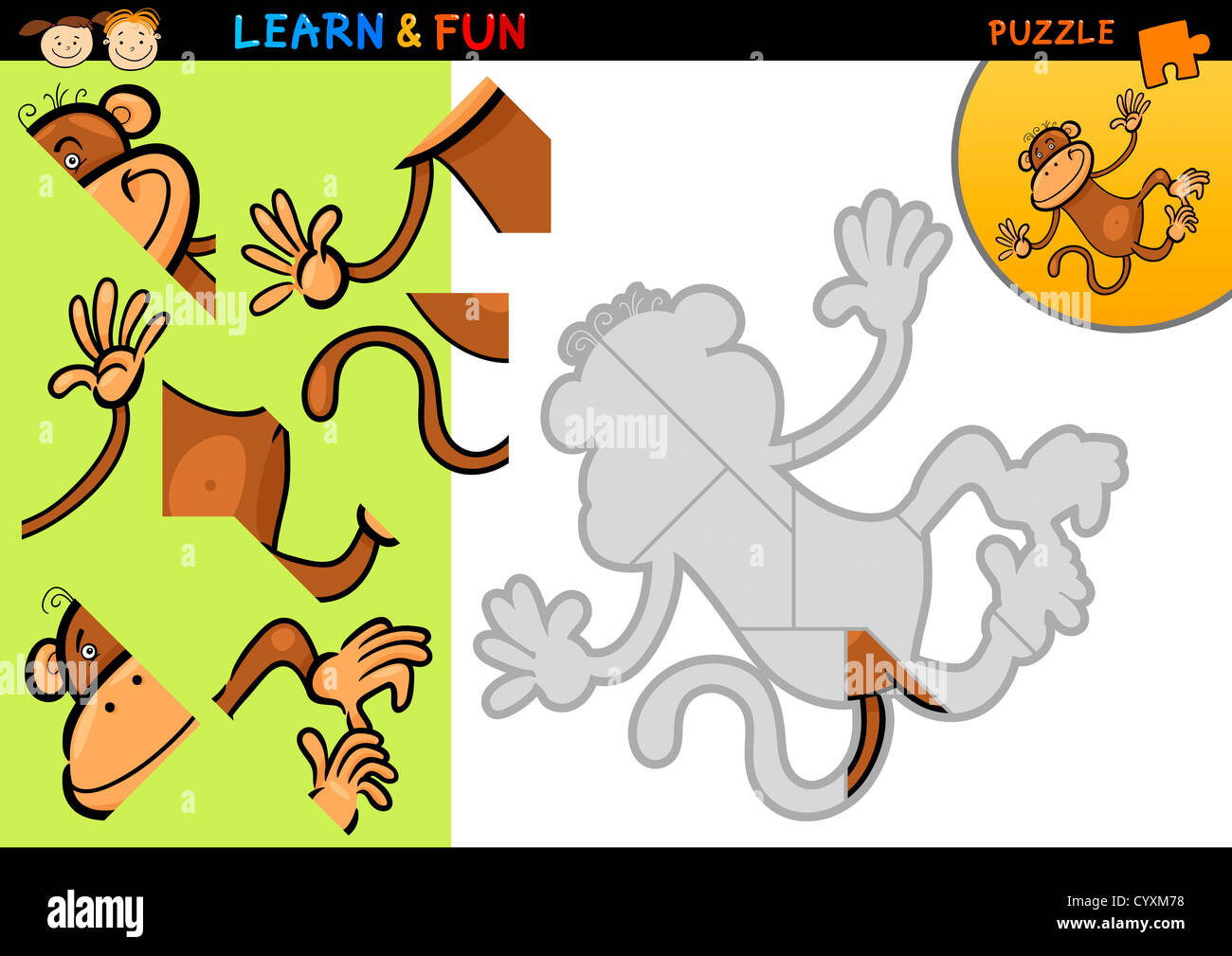 Cartoon Illustration of Education Puzzle Game for Preschool Children ...