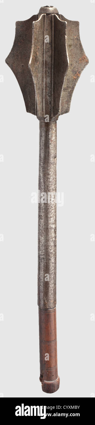 A Hungarian/ Eastern European mace,17th century Heavy head,set off with ...