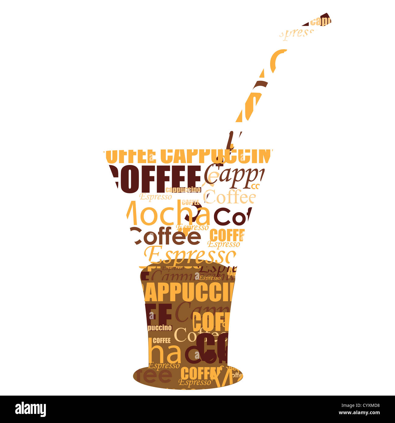 illustration of typography coffee glass on isolated background Stock ...