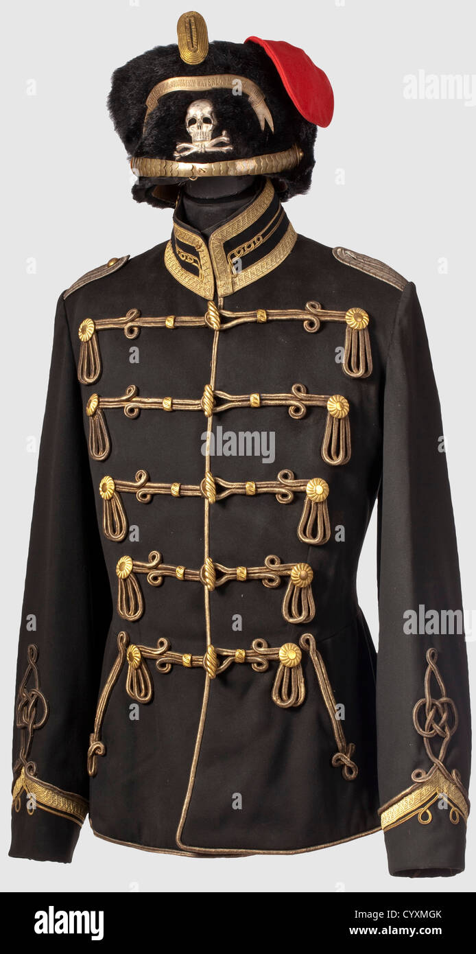 An officerïs busby and parade attila of a lieutenant,of the Brunswick ...