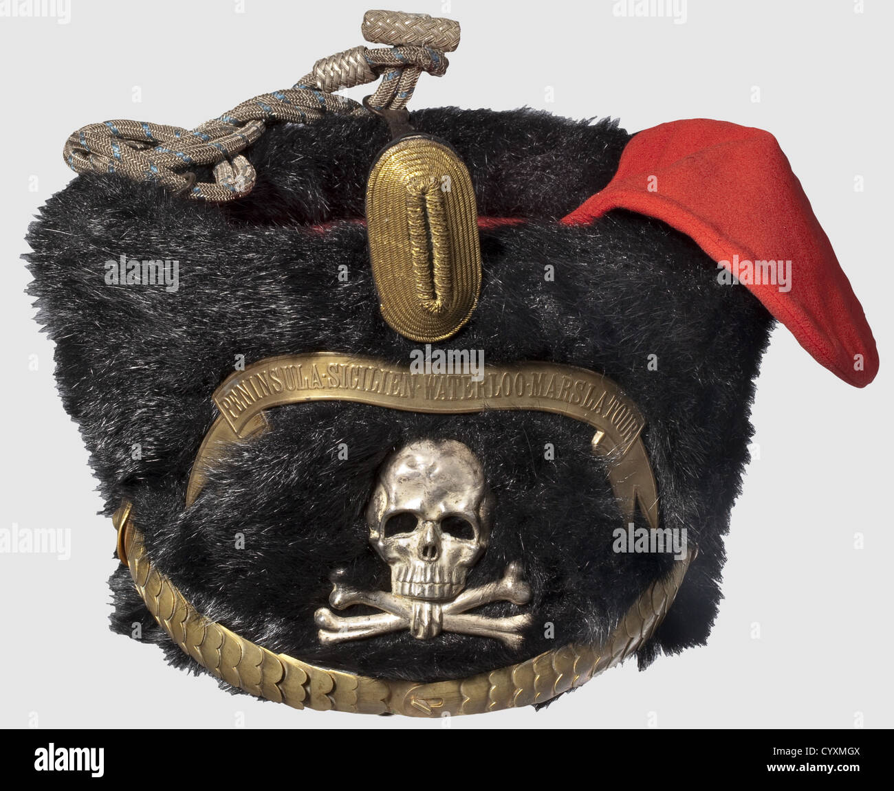 An officerïs busby and parade attila of a lieutenant,of the Brunswick ...