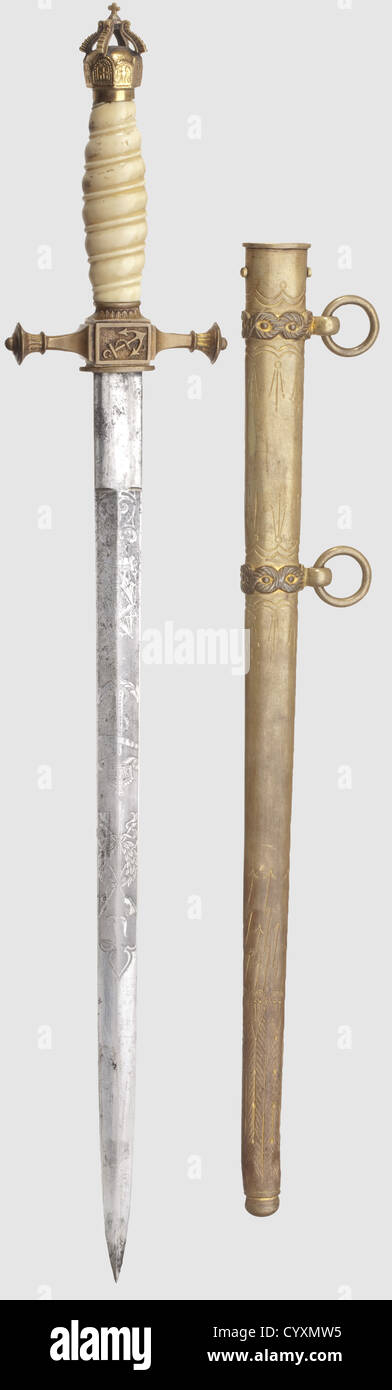 A dagger M 1890 / 1901,for officers of the Imperial navy Both sides of ...