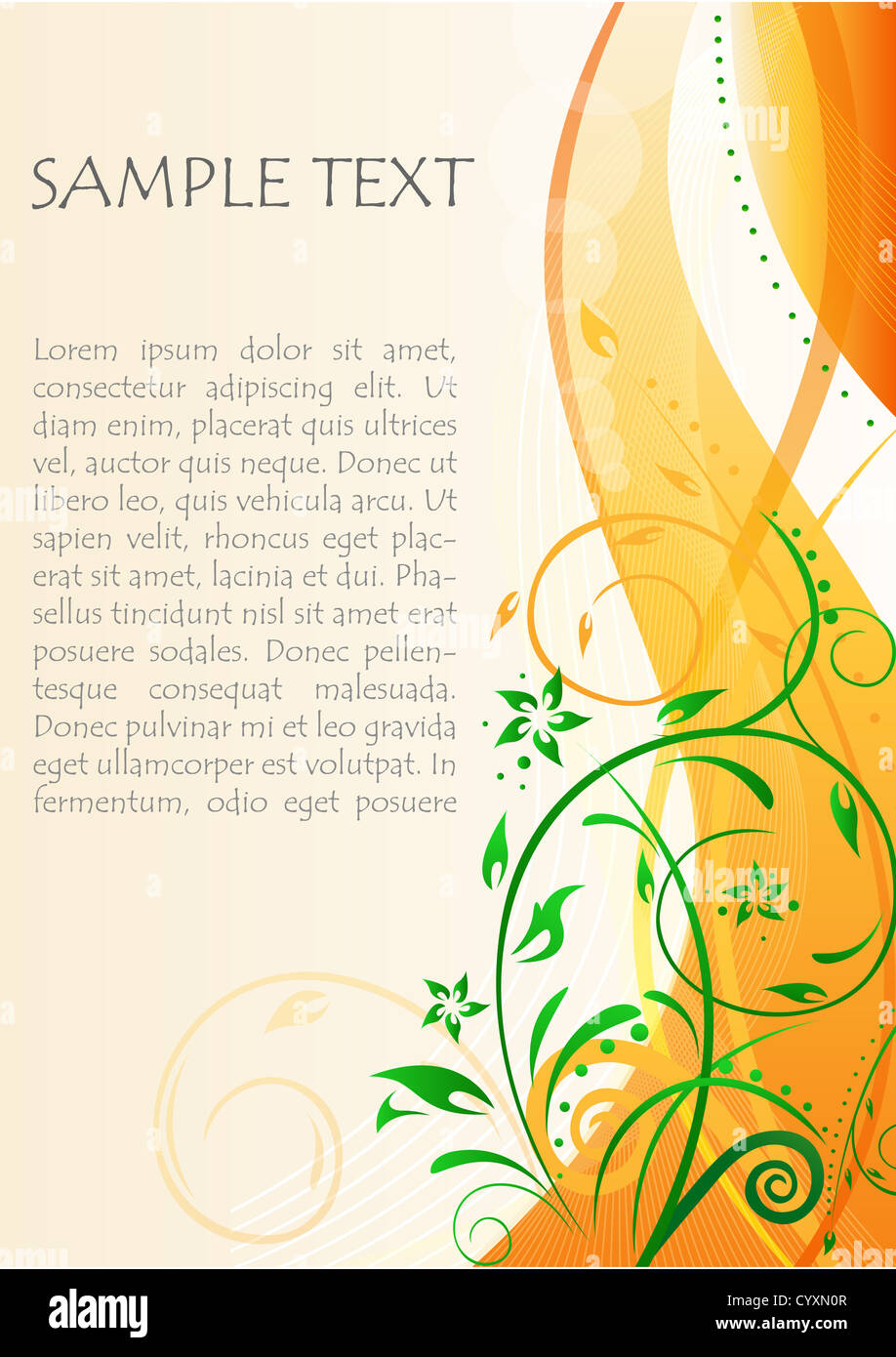 illustration of sample text on floral background Stock Photo - Alamy