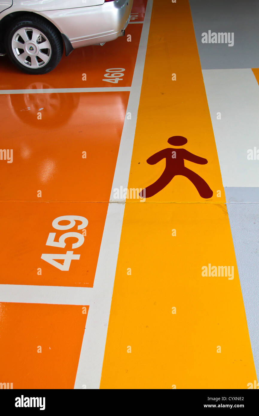 Pedestrian walkway in a parking lot Stock Photo - Alamy