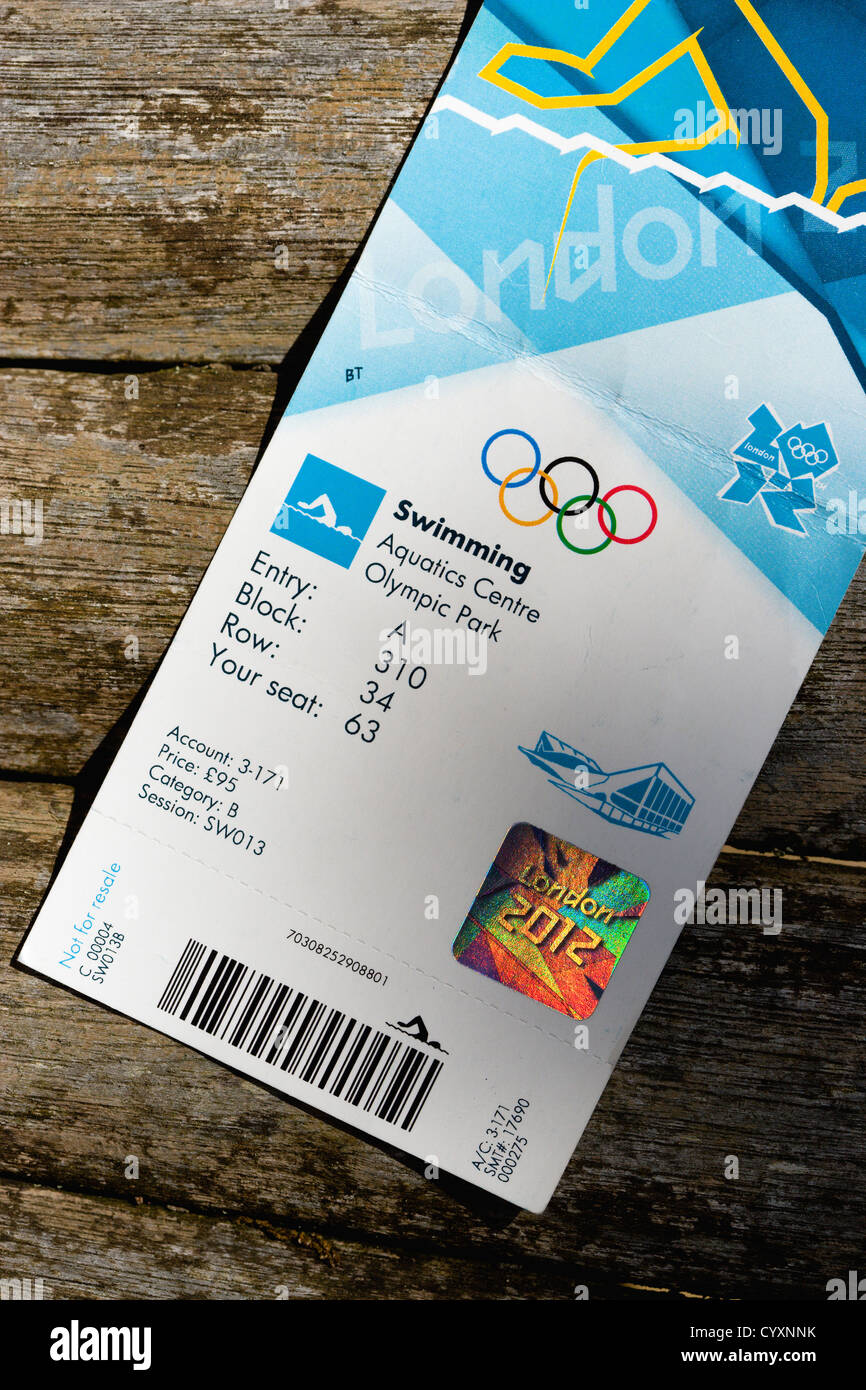 Sport, Olympic Games, London, Official ticket for a Swimming session in ...