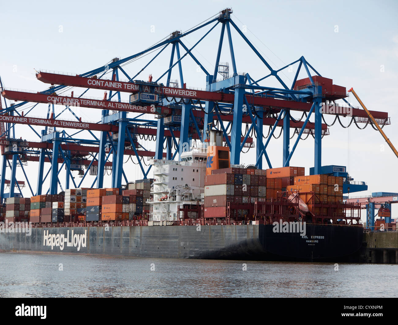 Germany, Hamburg, View of Container Terminal Altenwerder Stock Photo ...