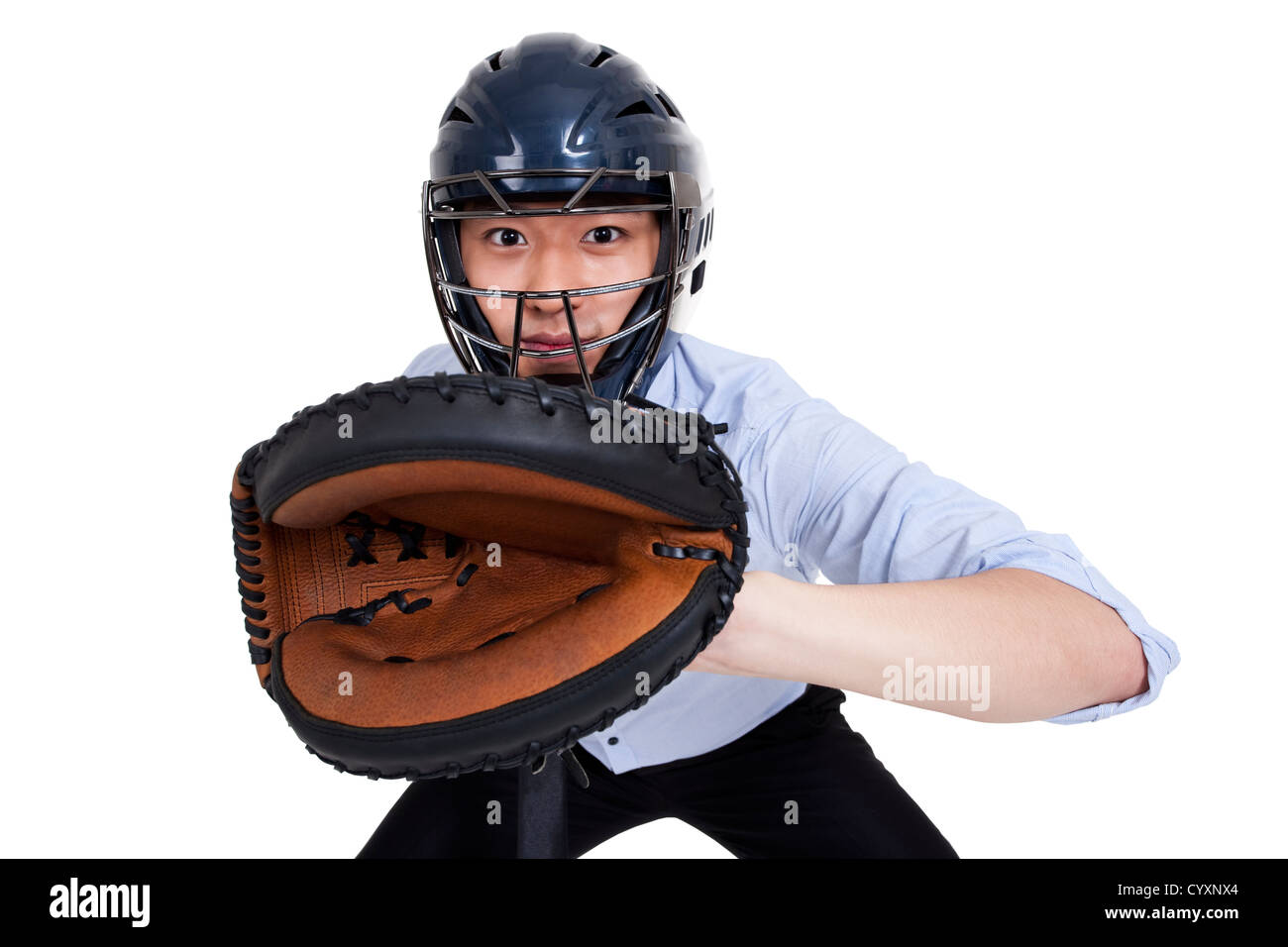 Businessman ready to make a catch Stock Photo - Alamy