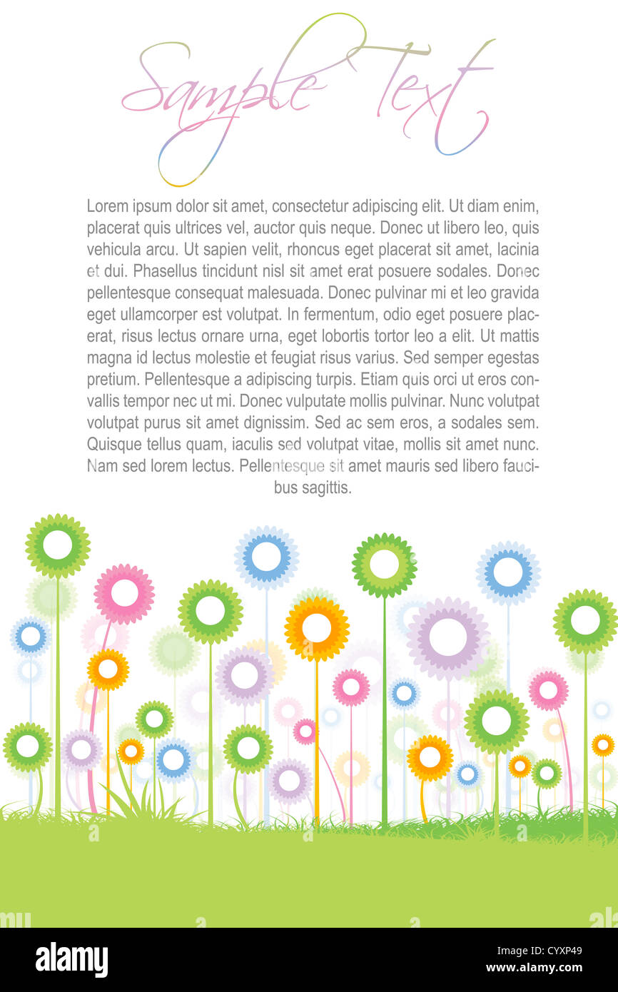 illustration of text template with colorful flowers Stock Photo - Alamy
