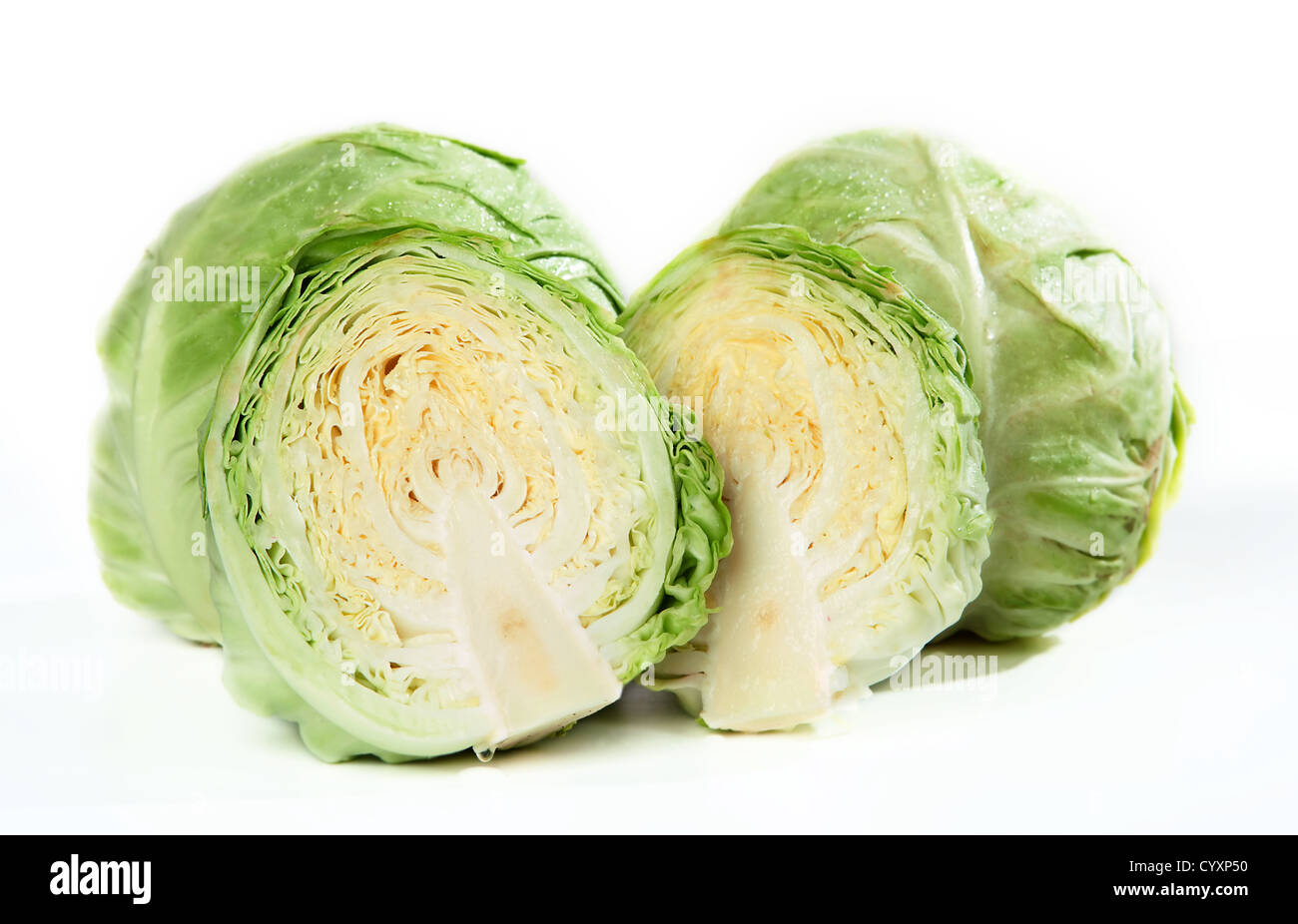 Two sides of sliced green cabbage head Stock Photo - Alamy